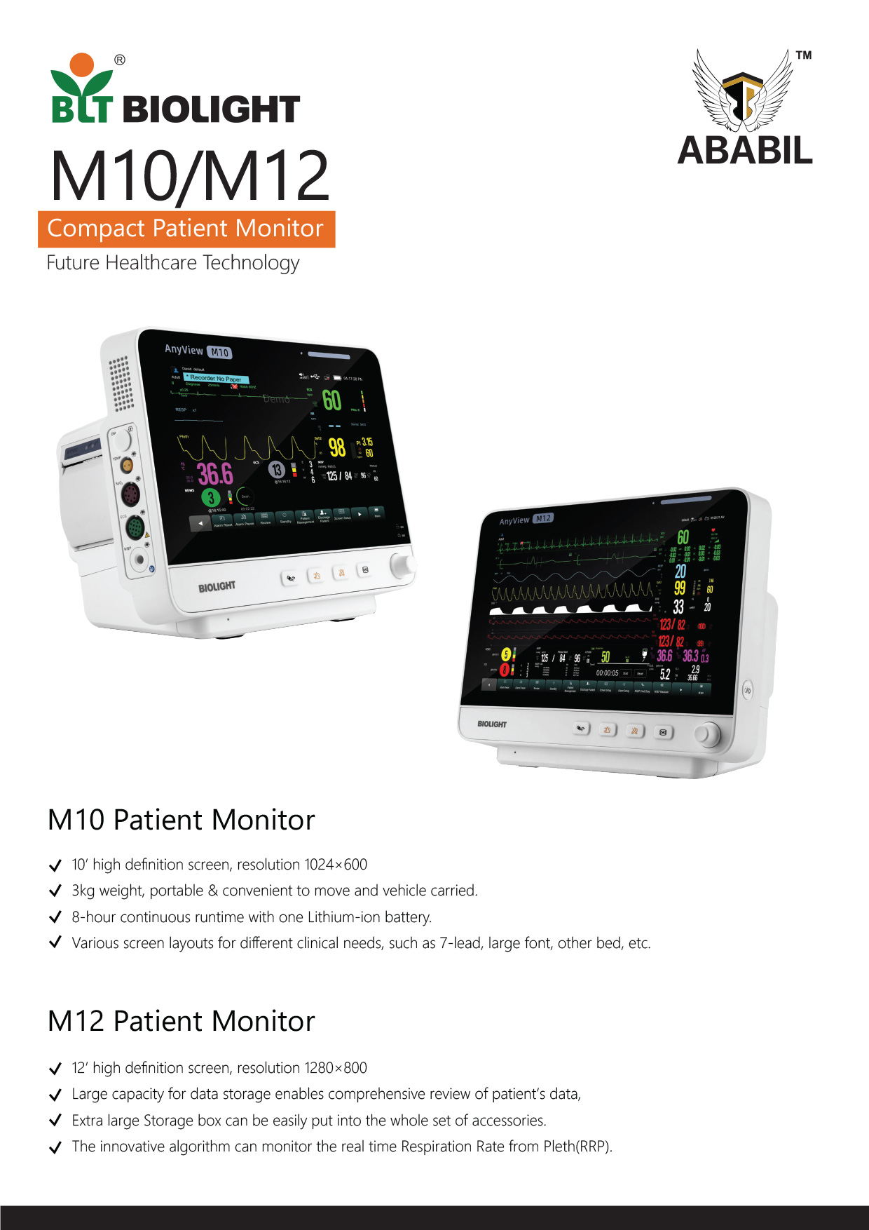 Biolight M12 patient monitor | 5para monitor in Chennai